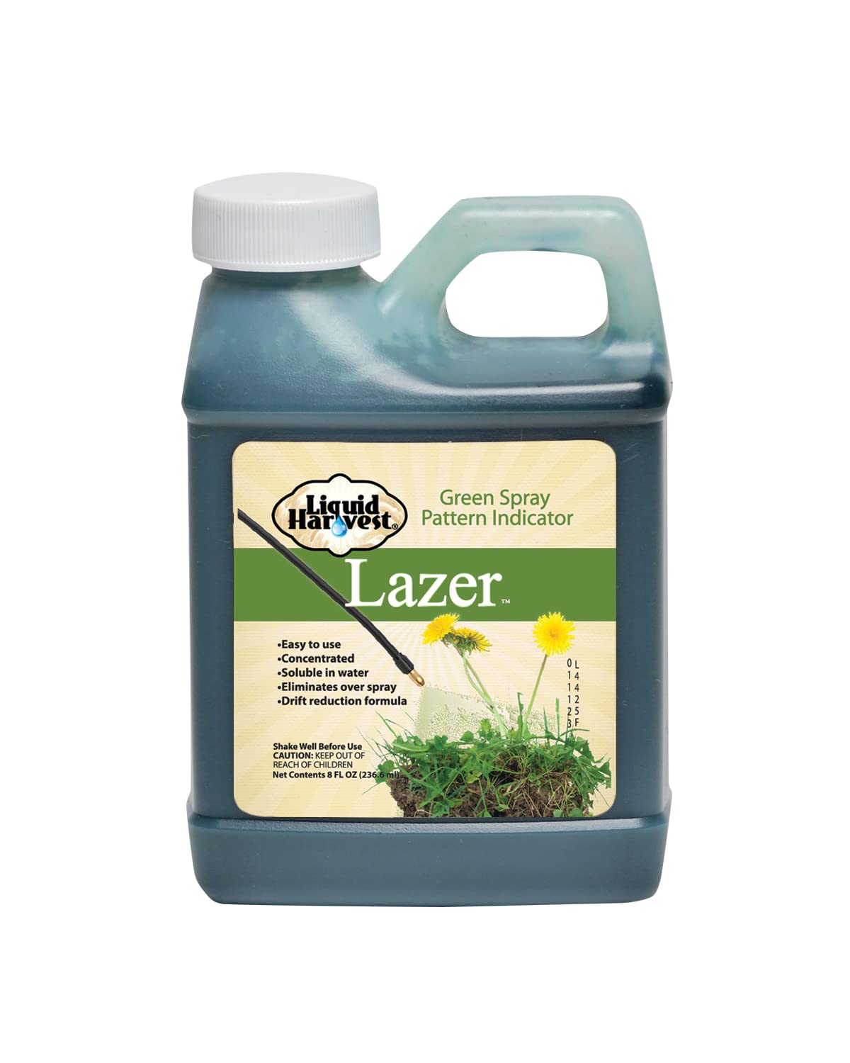 Liquid Harvest Lazer Green Concentrated Spray Pattern Indicator - 8 Ounces - Perfect Weed Spray Dye, Herbicide Dye, Fertilizer Marking Dye, Turf Marker and Herbicide Marker