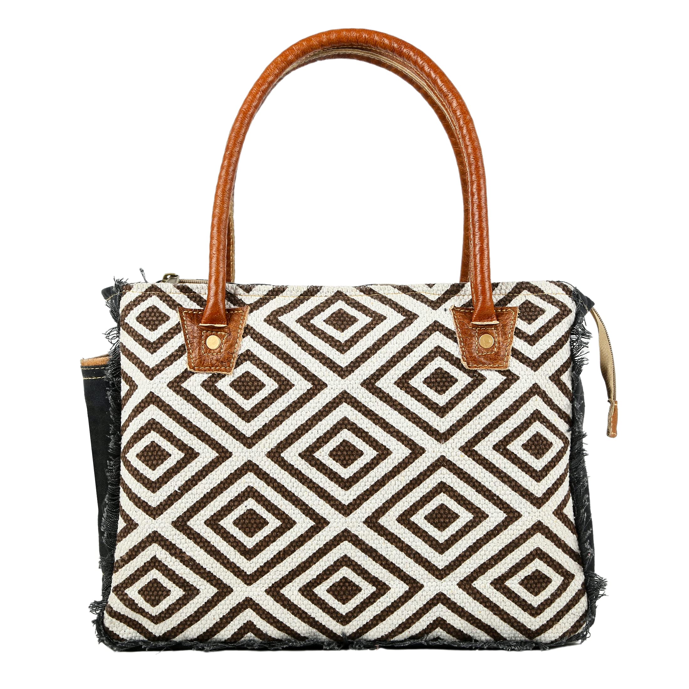 KPL Sel De Mer Upcycled Canvas and leather Hand Bag Cowhide Tote Bag shopping bag carry on leather bag