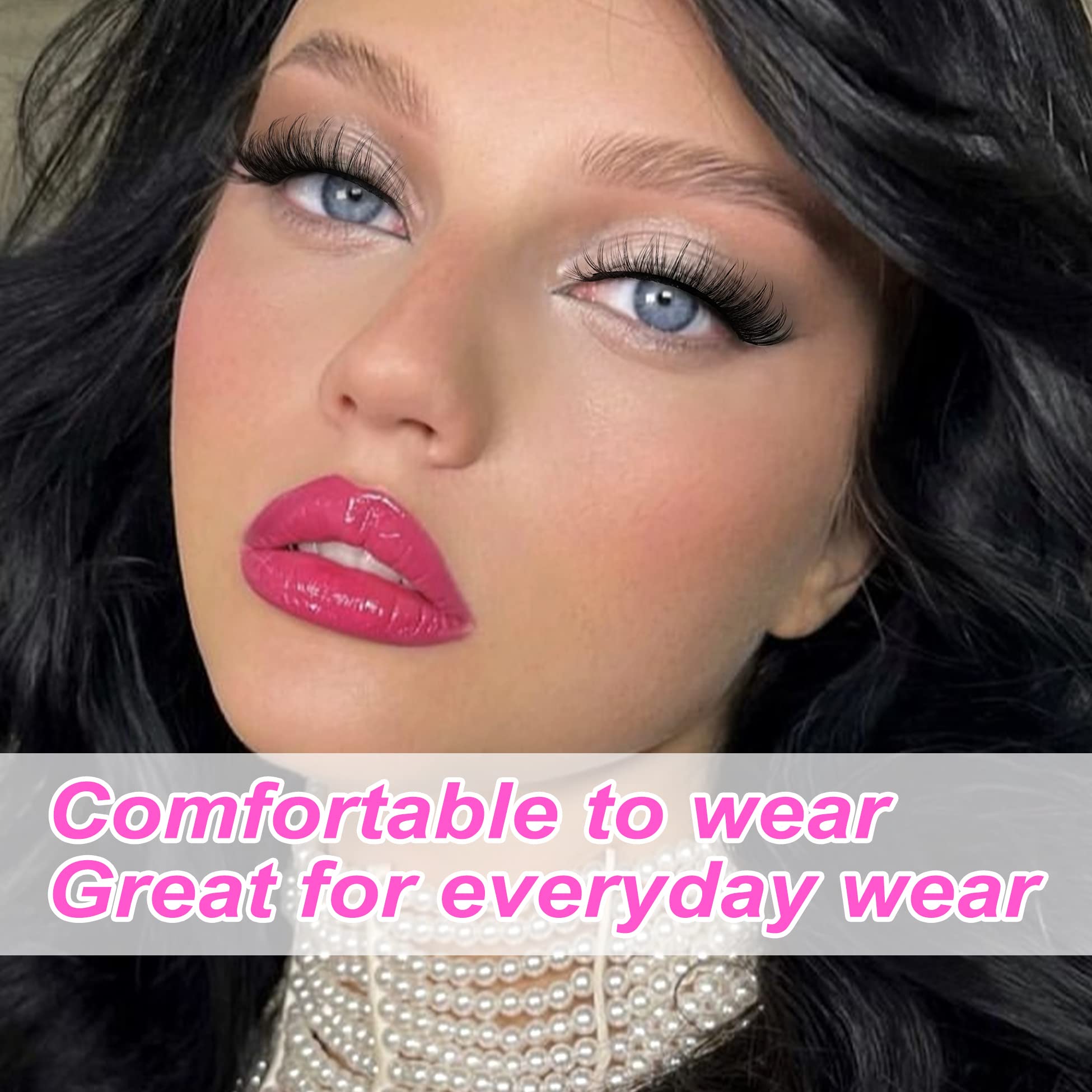 Lashes Natural Look Mink Fluffy False Eyelashes 14mm Wispy Short Cat Eye Lashes Look Like Extensions 14 Pairs Pack Curly Fake Eyelash Strips