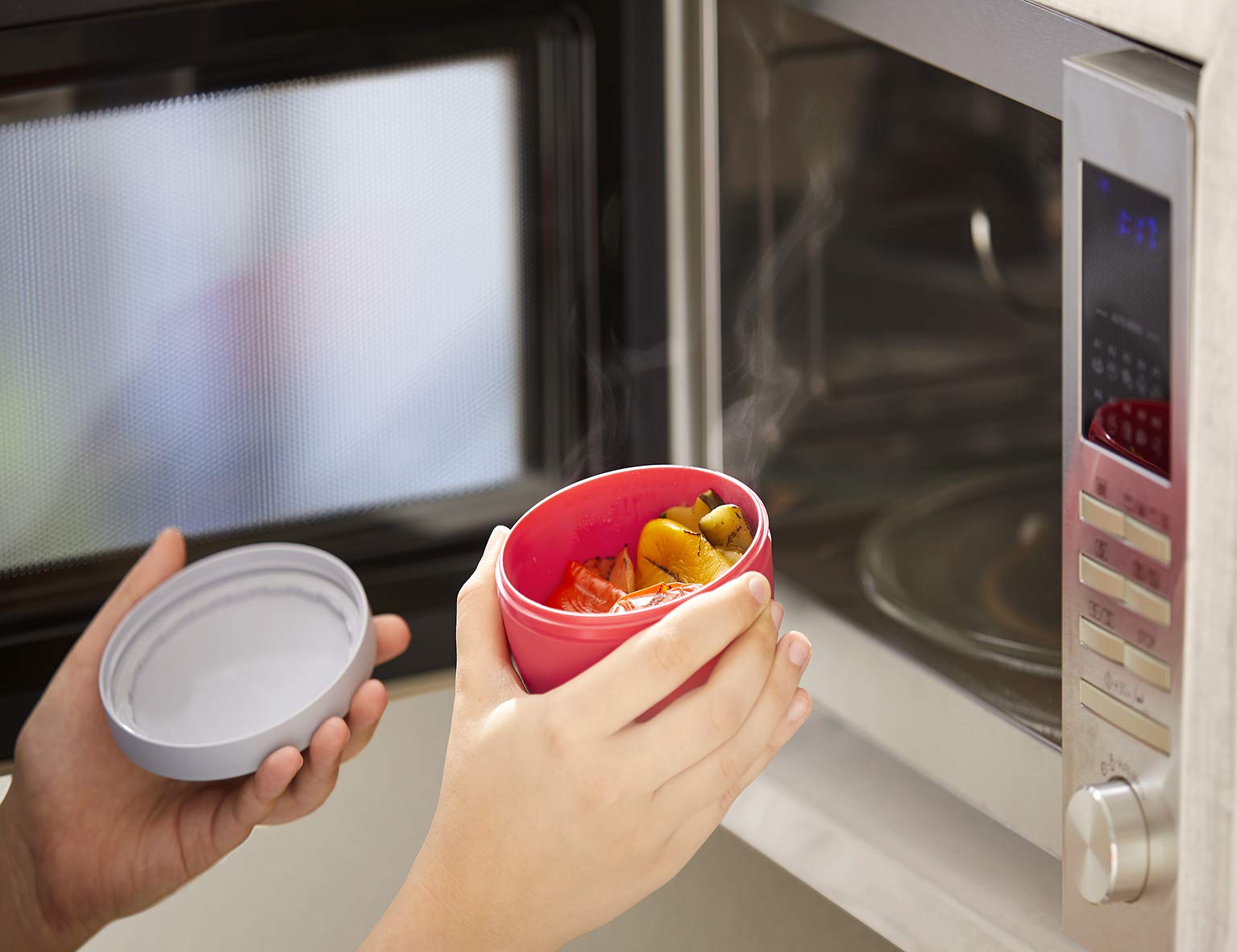 Mepal, Snack Pot Mini with Airtight Lid for Fruit or Popcorn, Portable, BPA Free, Nordic Pink, Holds 12 oz, 1 Count