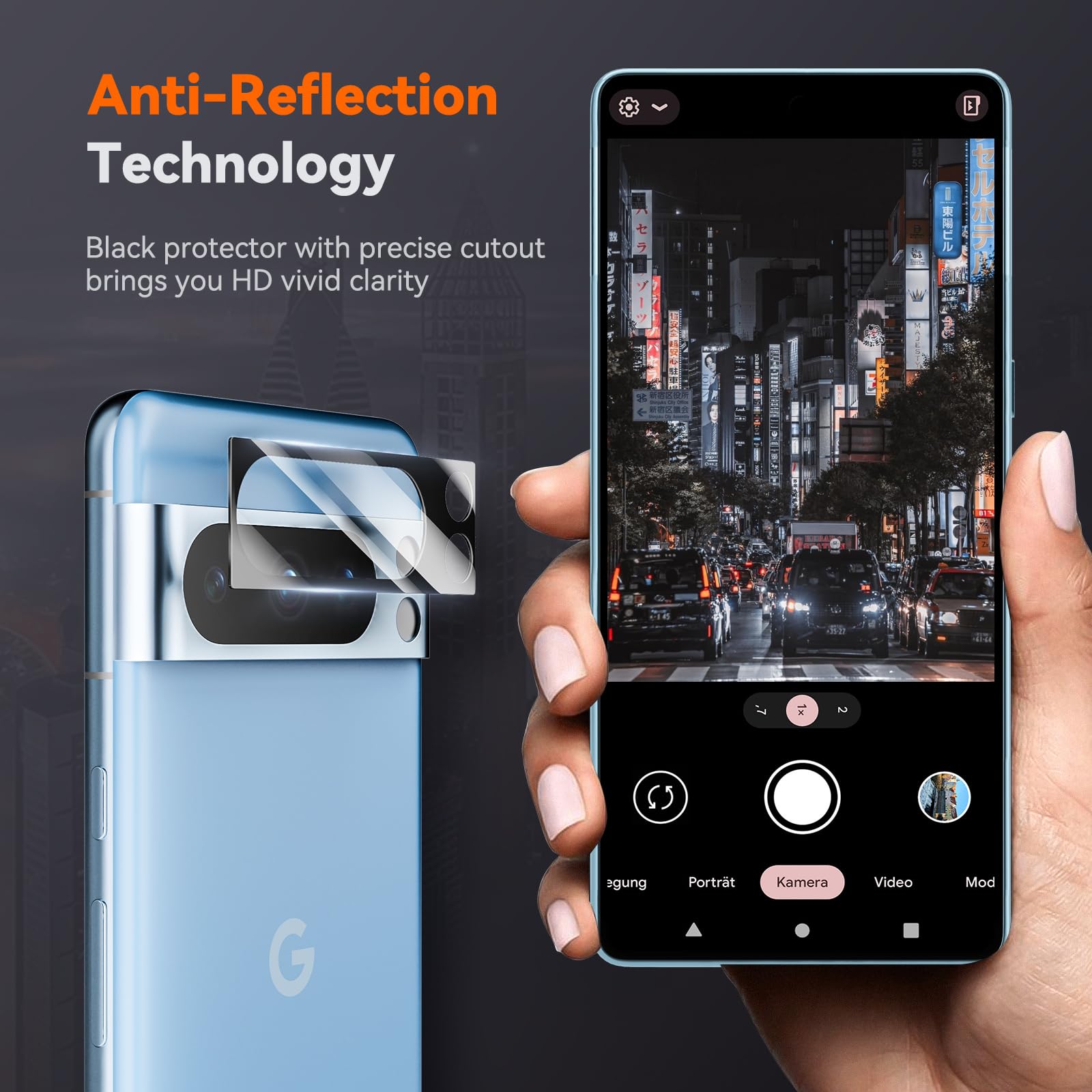 Jeluse 3+3 Pack Designed for Google Pixel 8 Pro Screen Protector, 3 Pack Tempered Glass Screen Protector & 3 Pack Camera Lens Protector, Bubble Free, Alignment Tool, [Fingerprint Unlocked]