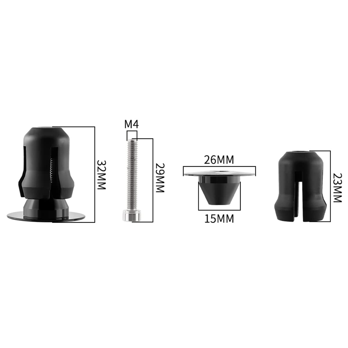 MUQZI Bar End Plugs Handlebar End Caps Road Mountain Bike Handlebar Plugs for Most Bicycle, Black M