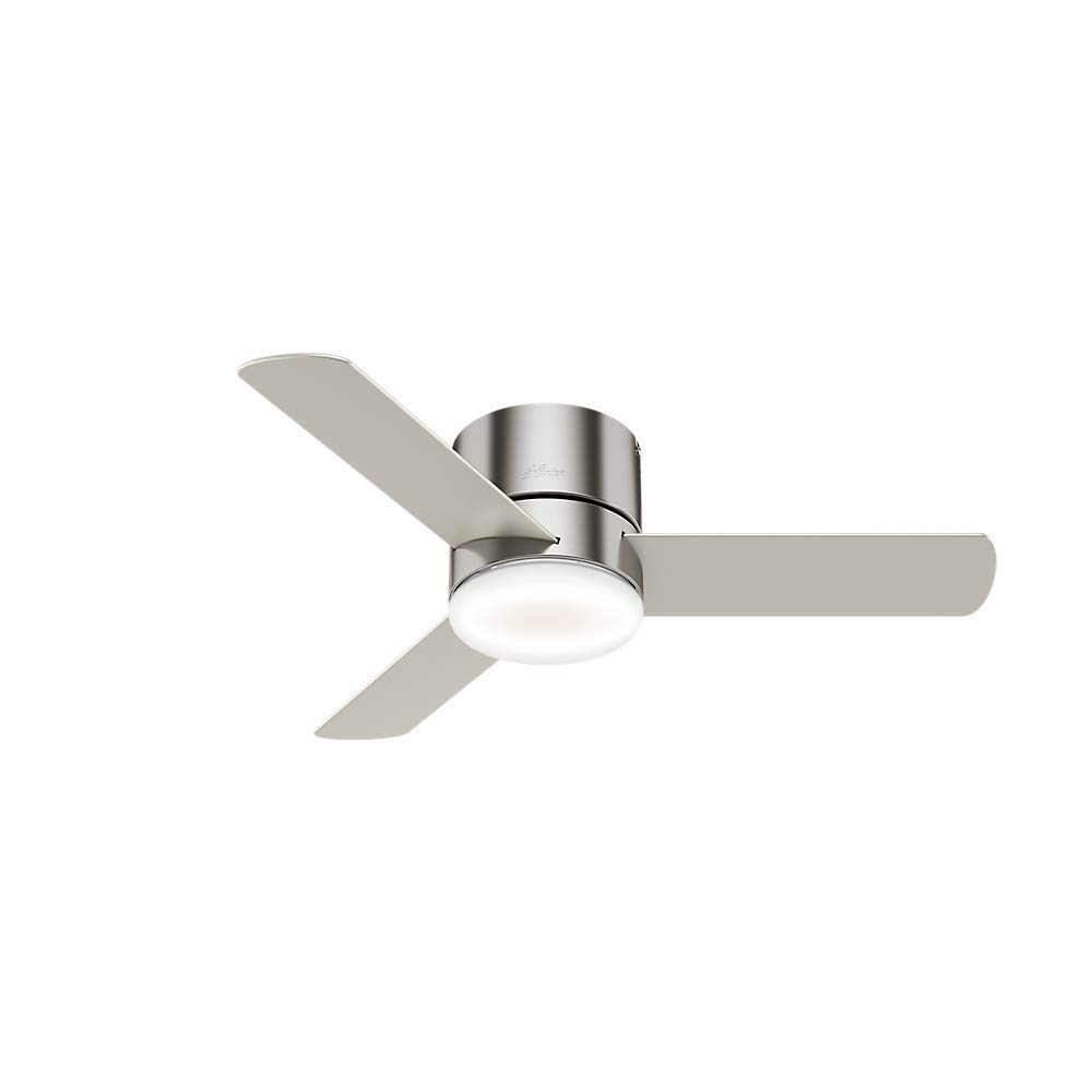 Hunter Minimus Indoor Low Profile Ceiling Fan with LED Light and Remote Control, 44", Brushed Nickel (Renewed)