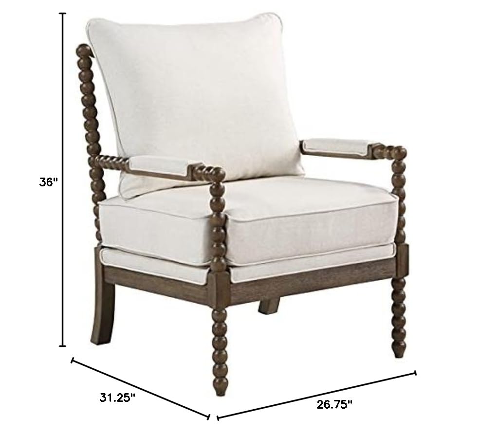 Home Square 2 Piece Linen Fabric Spindle Chair Set with Wood Frame in Beige