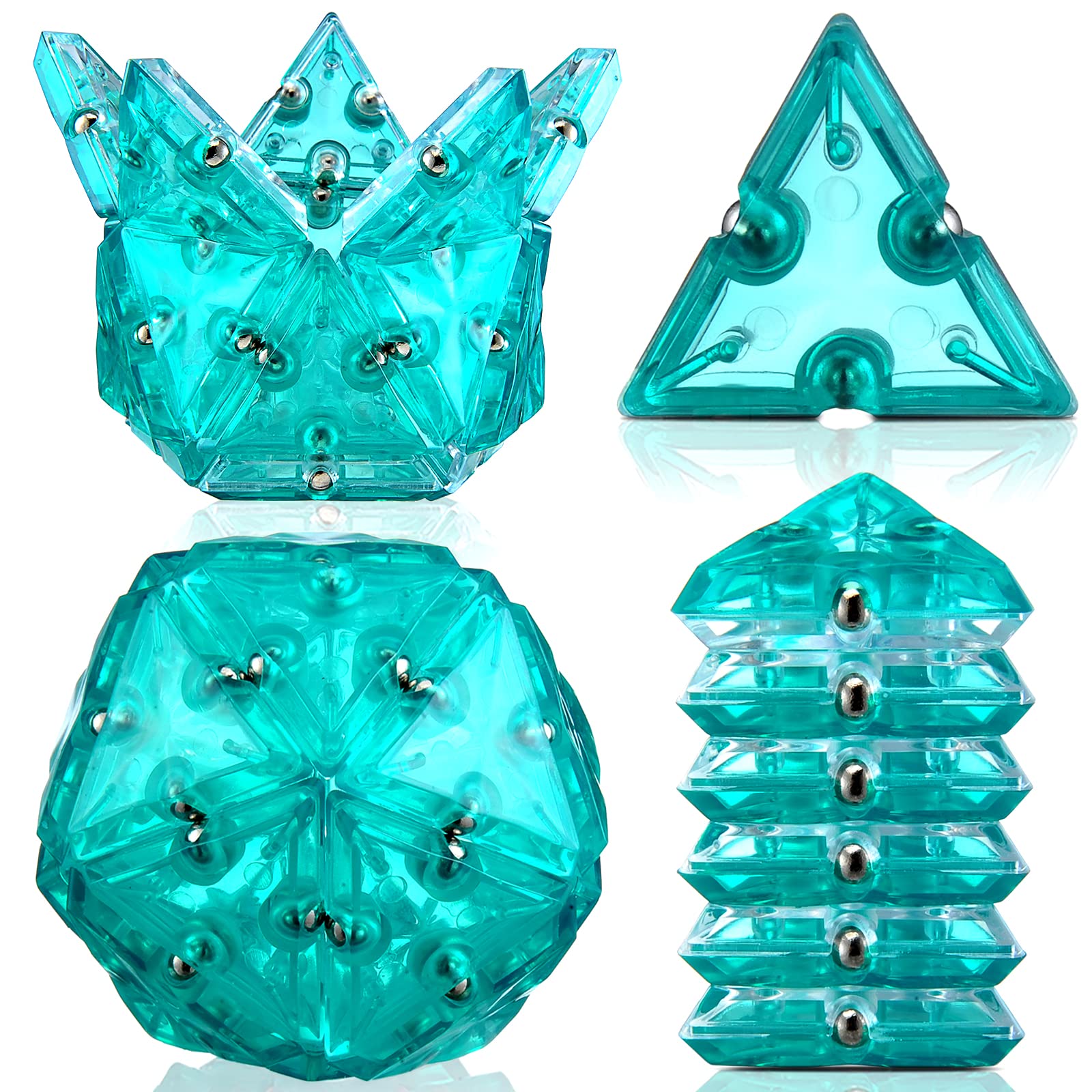 Magnetic Fidget Sphere 20 Pcs Triangle Magnetic Building Blocks for Boys Girls Toddlers