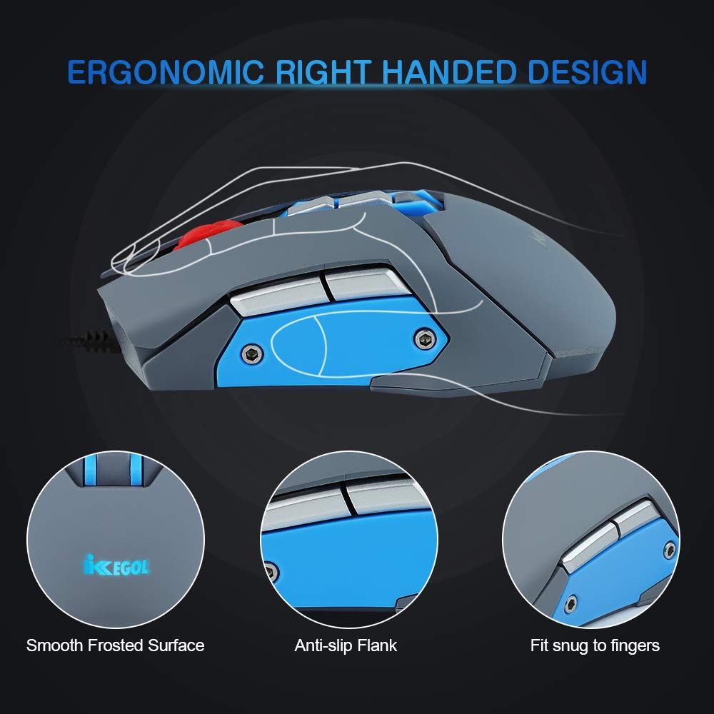 iKKEGOL USB Gaming Mouse with Mouse Pad, 9 Programmable Buttons,with Speaker, Microphone,Temperature and Humidity Display, 16G U Flash Drive RGB Breathing Light Wired Computer Mouse PC Gaming Mice