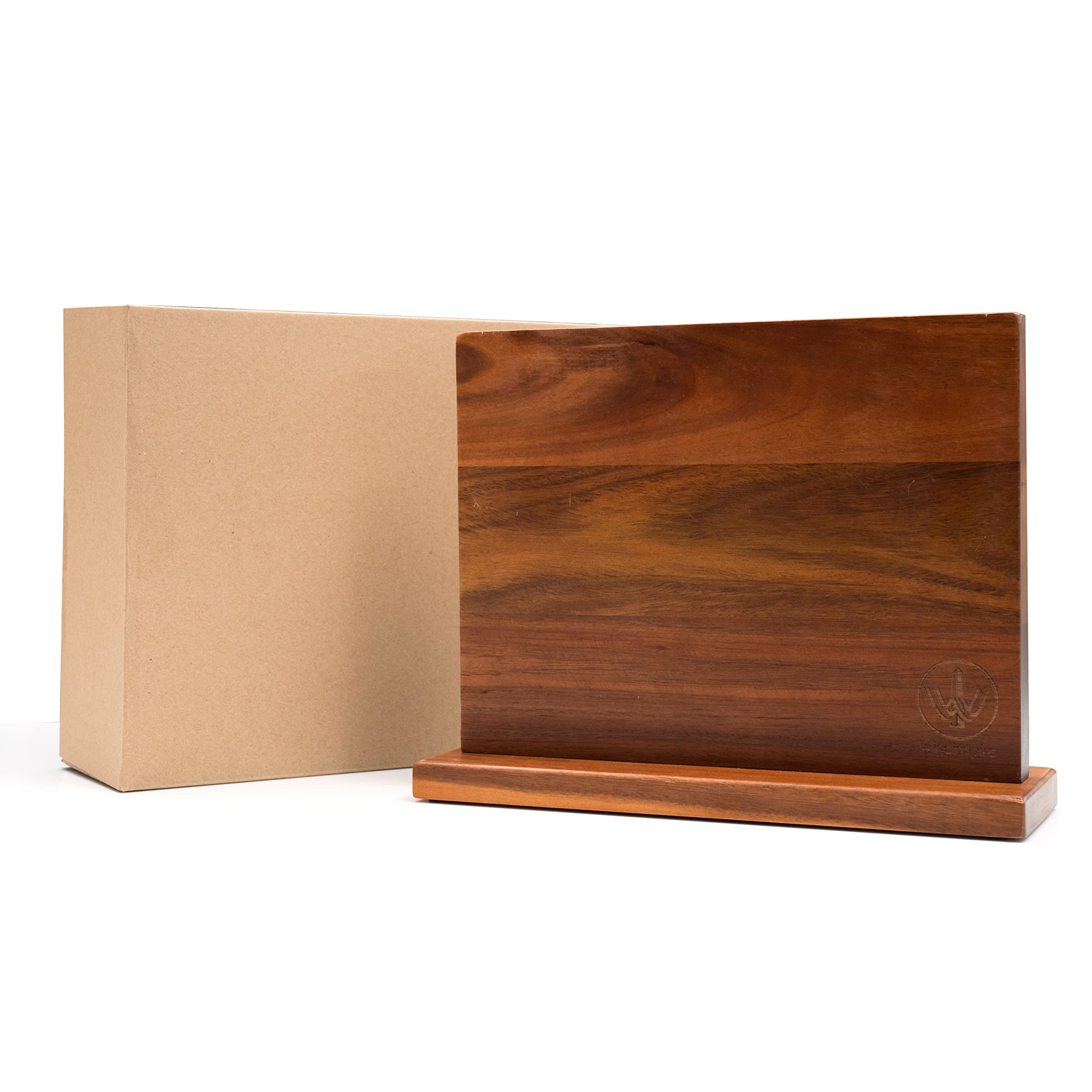 Magnetic Knife Block Made from Waterproof Acacia Wood Double Sided Built in Powerful Magnetic Strip for Dozen Knives Storage