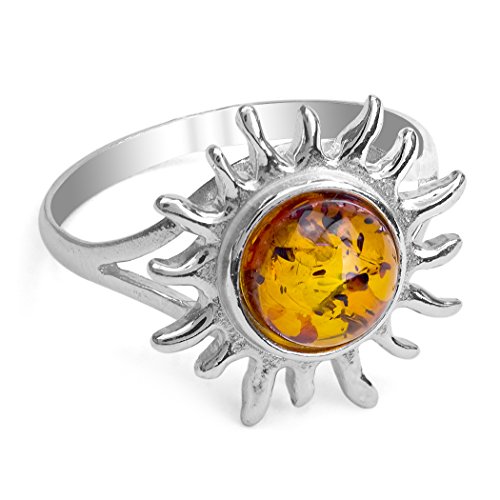 Ian and Valeri Co. Amber Sterling Silver Round Sun Ring
