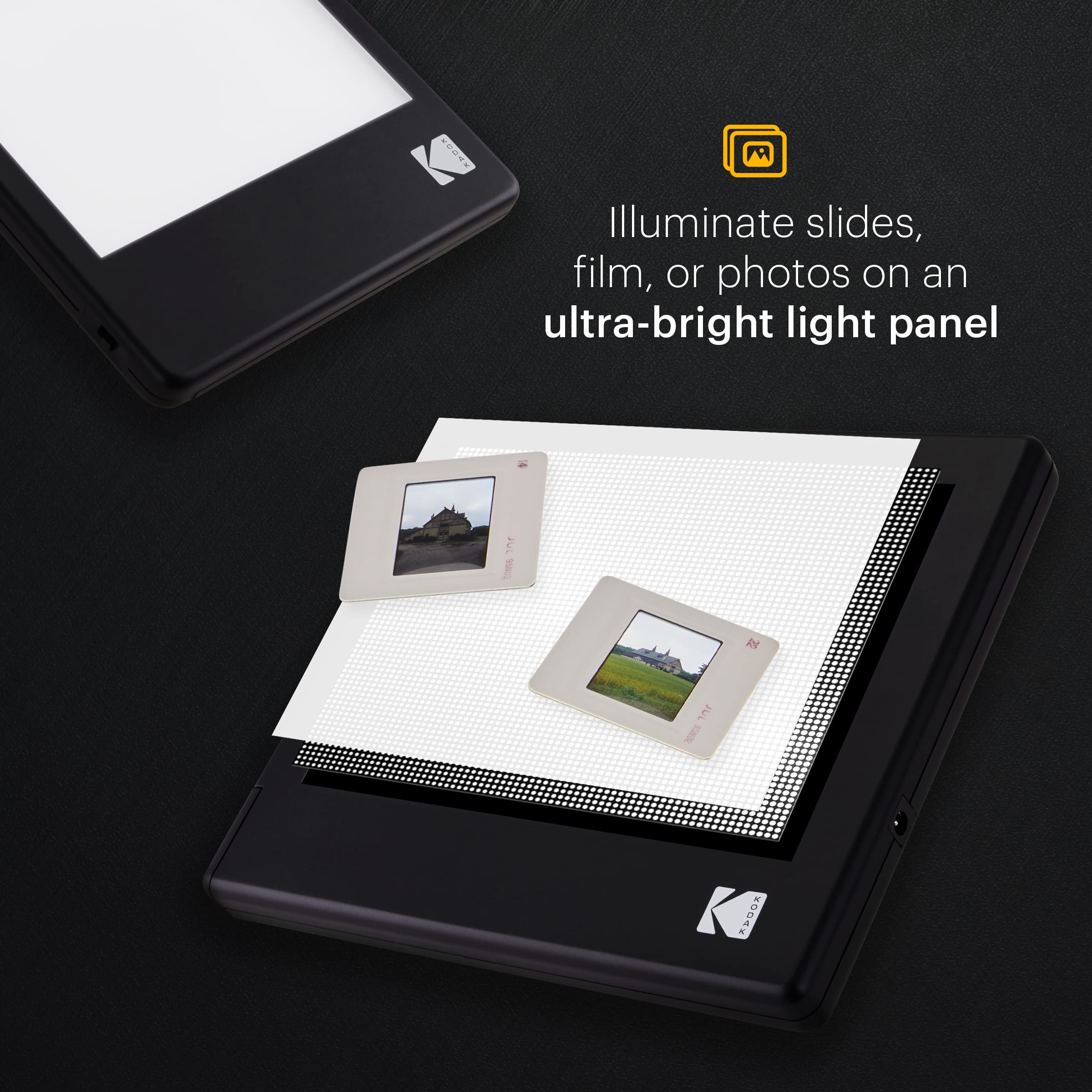 KODAK LED Light Box 7βx5β for Negatives, Slides & Films | Illuminated Board Panel for Viewing & Scanning Photos, Tattoo Drawing, Artist Sketching, Stenciling & More | Glare-Free, Battery & USB Powered