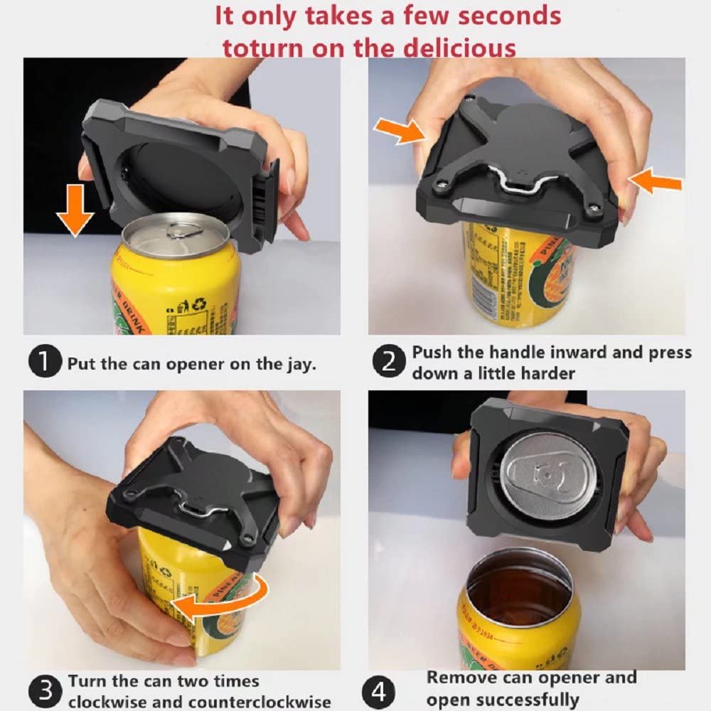 MYXL Original 2 in 1 Small Beer Can Opener Smooth Edge ,Universal Soda Can Opener Manual, Remover That Cuts Open the Top,Compact Portable Kitchen Bar Tool,Manual Beverage Cans. (black)