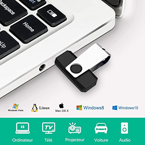 K&ZZ 16GB 10 Pack USB Flash Drives 16 GB Swivel USB 2.0 Memory Stick Flash Drive 16G USB Drive Flash Thumb Drive Pendrives with LED Indicator, Black