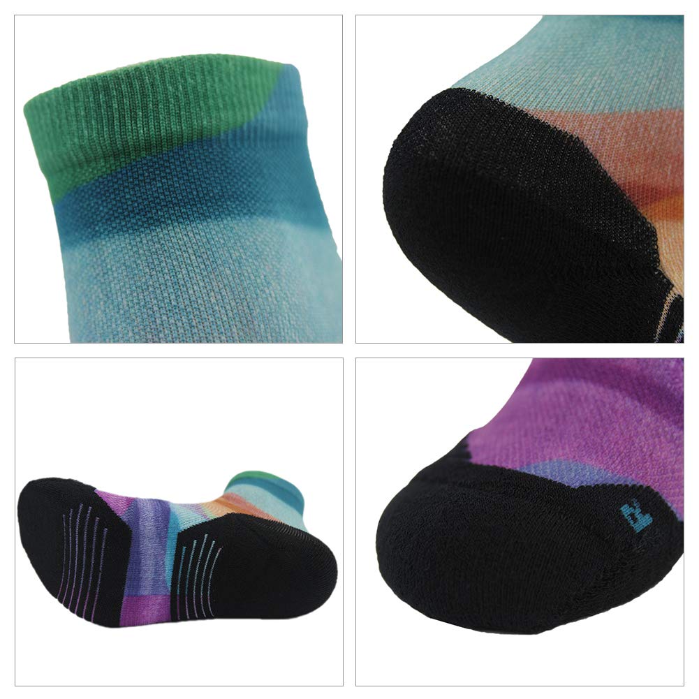 HUSO Novelty Crazy Socks Gift, Mens Womens Patterned Seamless Crew Wick Dry Running Socks 6 Pairs (Multicolor,L/XL)