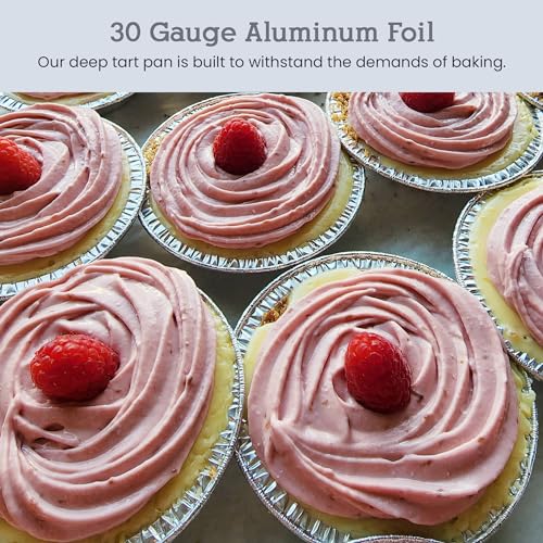 KitchenDance Disposable Aluminum Deep Tart Pan - 4 1/4 Inches Round Aluminum Foil Pans for Fruit Tarts, Individual Desserts - Baking Pan Perfect for Baking, Cooking, Preparing Food - 425, 500 Count
