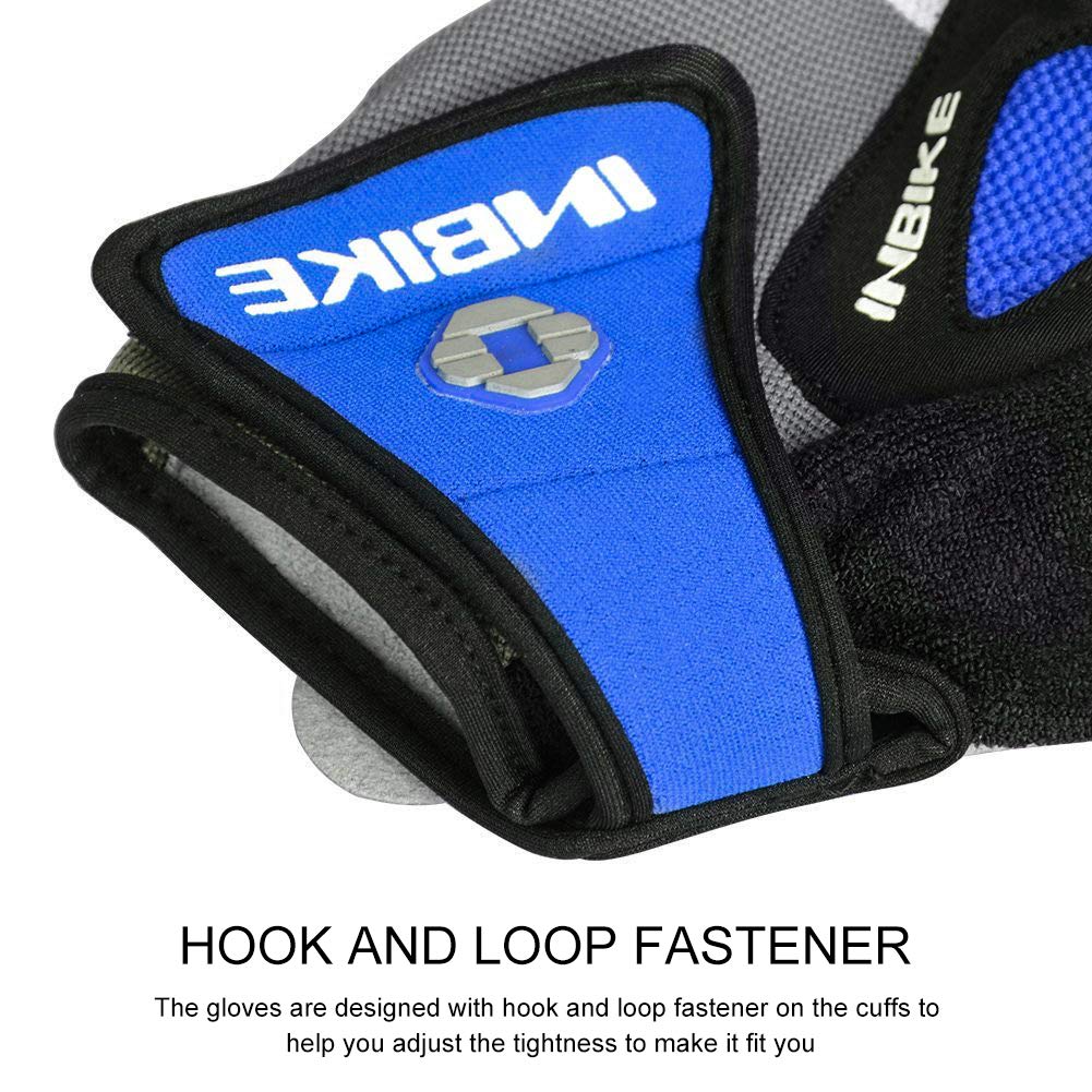 INBIKE 5mm Gel Pad Half Finger Bike Bicycle Cycling Gloves Blue Large