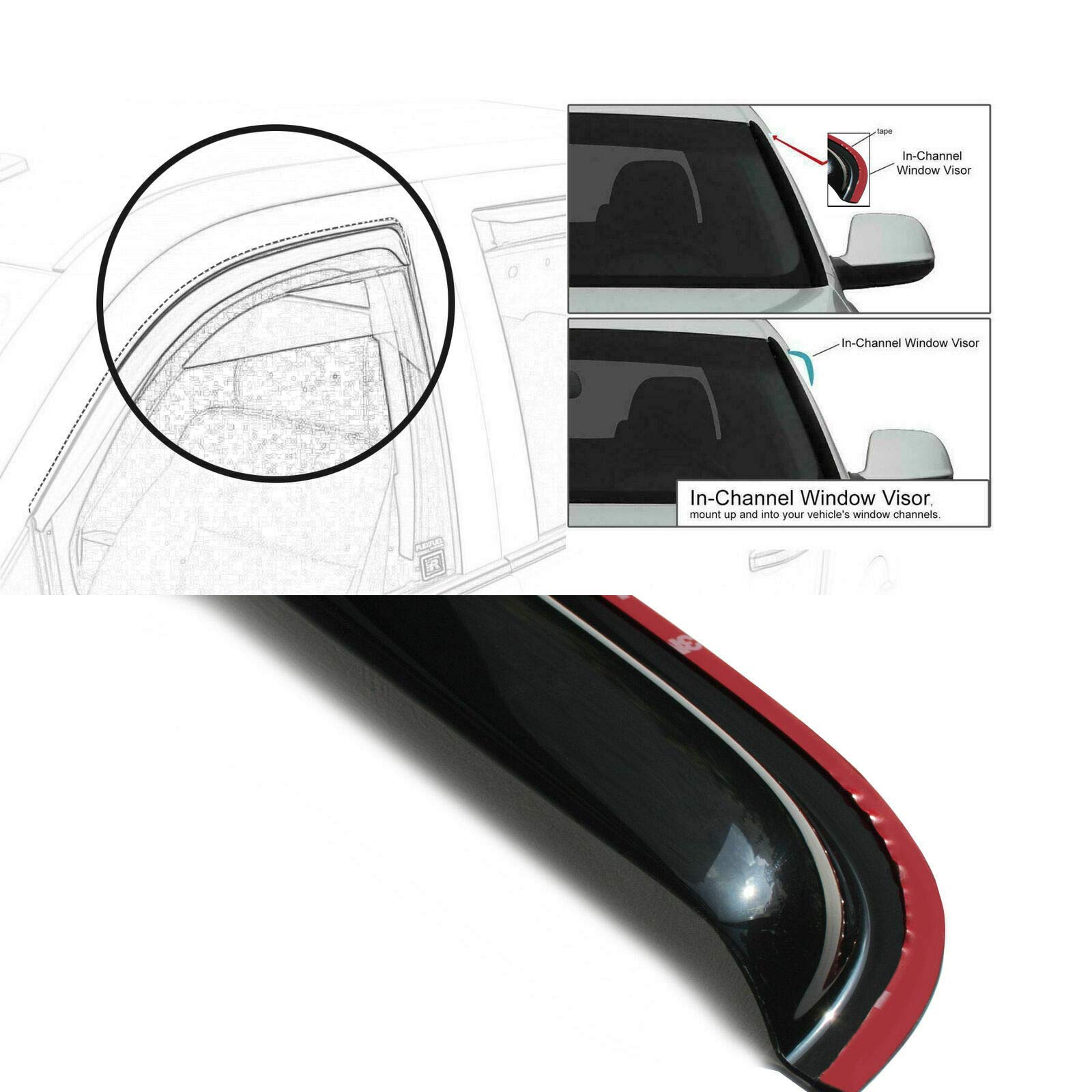 Inchannel Rain Guards Wind Deflector Window Visor for 1993-2011 Ranger 1994-2010 Mazda B2300/B2500/B3000/B4000 Regular & Extended Cab