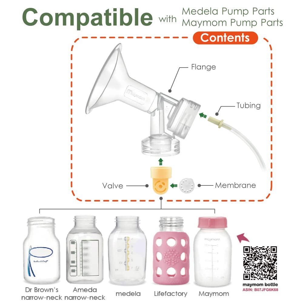 Maymom Breast Pump Kit Compatible with Medela Pump in Style Advanced Breast Pumps;2 Breastshields (one-piece, 24mm), 4 Valve, 6 Membrane, & 2 Pump-in-Style Tubing Can Replace Medela Pumpin Style Valve