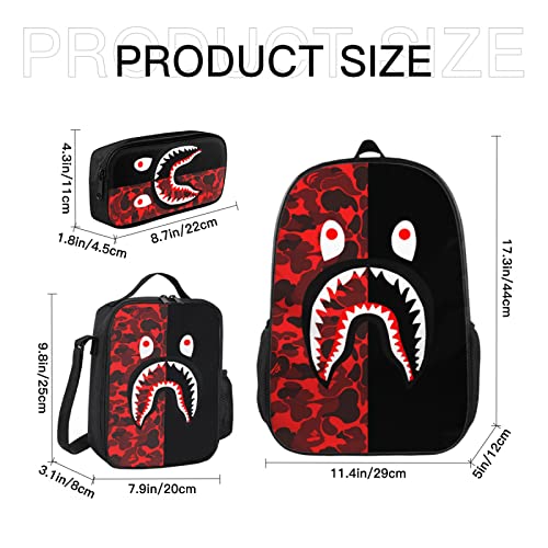 Zwdofzy Shark Camo Kids Backpack Travel Laptop Bookbag Big Capacity School Backpack Gift for Boys Girls