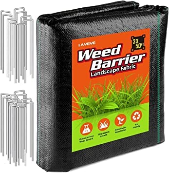 LAVEVE 5OZ Weed Barrier Landscape Fabric, Premium Heavy-Duty Gardening Weed Control Mat, Ground Cover for Gardening, Farming