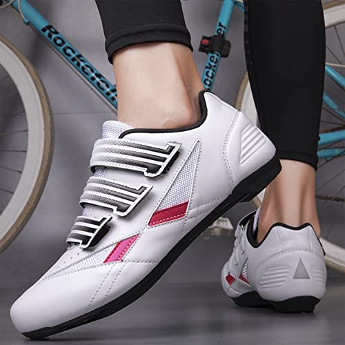 Men's Cycling Shoes Breathable Road Bikes Shoes Lightweight with Look Delta Cleat Compatible with Peloton,White,8