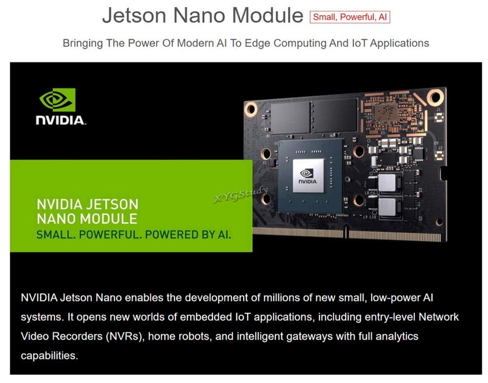 Jetson Nano Module B01 Small Production-ready AI System SOM with 16GB EMMC Embedded IoT Applications for Series Entry-level Network Video Recorder Home Robot Computer etc@XYGStudy (Jetson Nano Module)