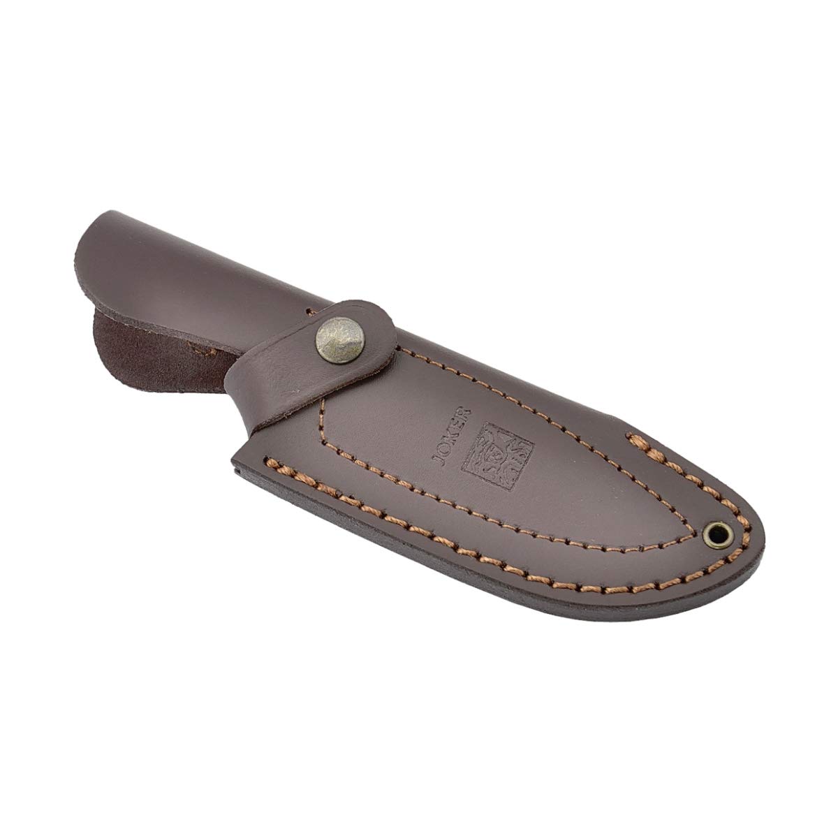 Joker "Montés II CC08 Full Tang Mount Knife, 4,13 inches Blade, Deer Antler Handle, with Brown Leather Sheath, Fishing, Hunting, Camping and Hiking Tool