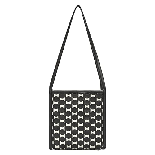 KWANI 0917 Handmade Weaving Tote Bag for Women Work bag Office Shoulder Bag (White Black)