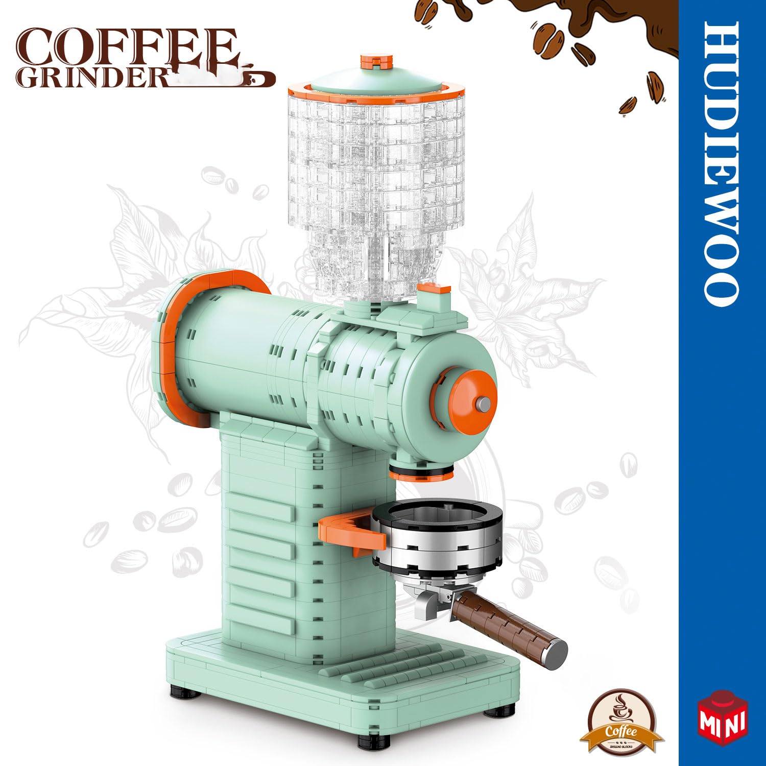 HUDIEWOO Coffee Grinder Building Set for Adults 715pcs: Cute Building Blocks Set for Couples, Display Collection for Home Décor Accessory, Creative Construction Gift Idea for Teens