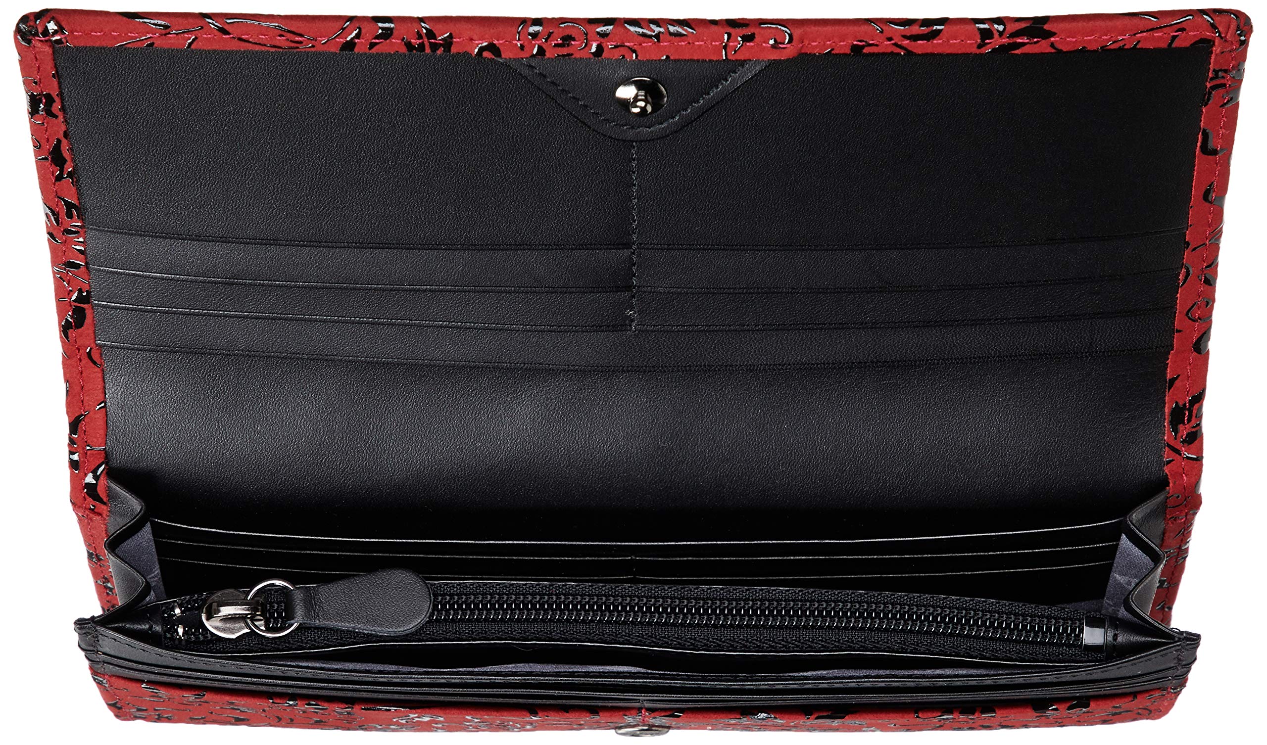 Indenya 2308-03-041 Long Wallet, Bundle Q, Red Deerskin x Black Lacquer, Flower Arabesque Pattern