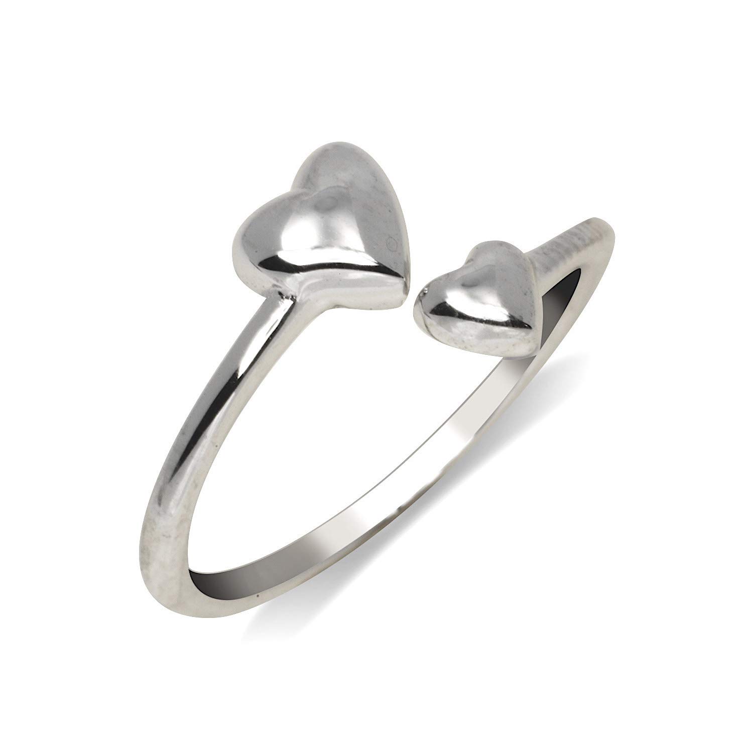 JewelryWeb Solid 10K Gold Small Heart Bypass Adjustable Toe Ring for Women Gold (10mmx15mm) (White-Gold)