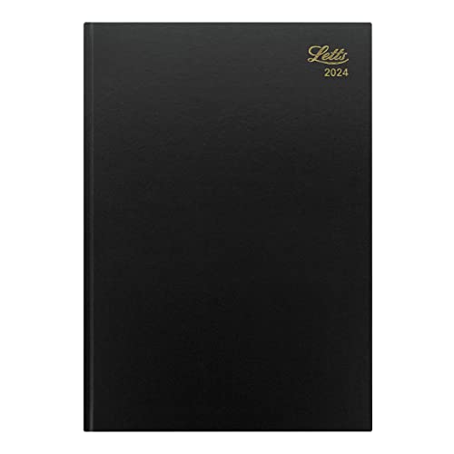 Letts of London Standard Daily Planner, 12 Months, January to December, 2024, Day-Per-Page, A4 Size, 11.75" x 8.25", Black (C10ZBK-24)
