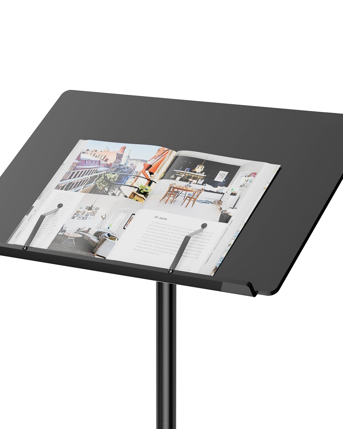KSacry Acrylic Podium Stand, 42.3" H Black Angle Adjustable Acrylic Podiums for Church,Modern Lecterns & Pulpits for Classroom, Concert, Church, Speech, Easy Assembly, Metal Base, Black