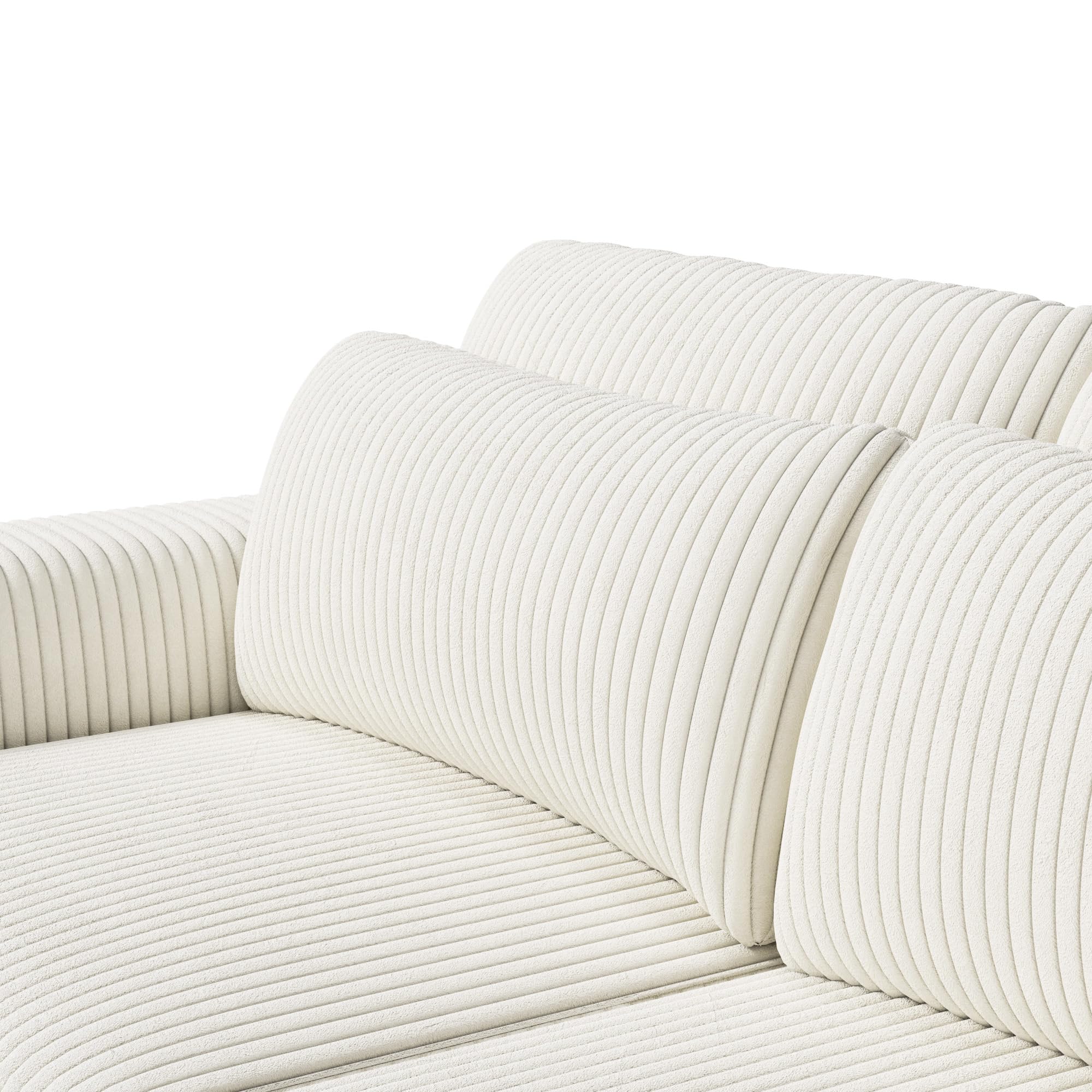 WeaArco 161" Modular Sectional Couch, Cloud Couch Sectional 5 Seater, Corduroy Sectional Sofa with 7 Pillows, 5 Seater Reversable Sectional Couch for Modern Living Room Bedroom Apartment Office, Beige