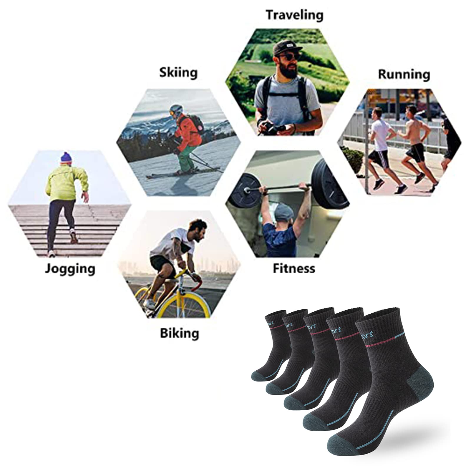PADFOM Men's Athletic Crew Socks 5 Pairs Thick Cushion Running Socks for Men Cotton Socks 7.5-11