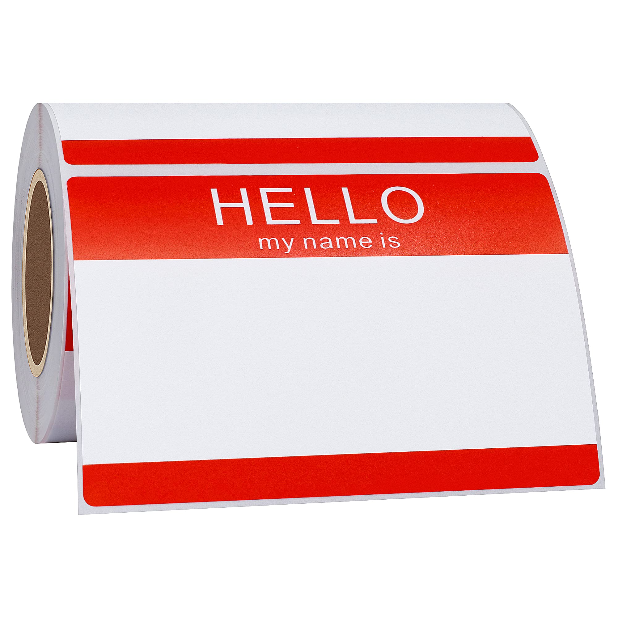 Hybsk Hello My Name is Red Name Tag Identification Stickers 3-1/2” x 2-3/8” Total 200 Labels Per Roll (Red)