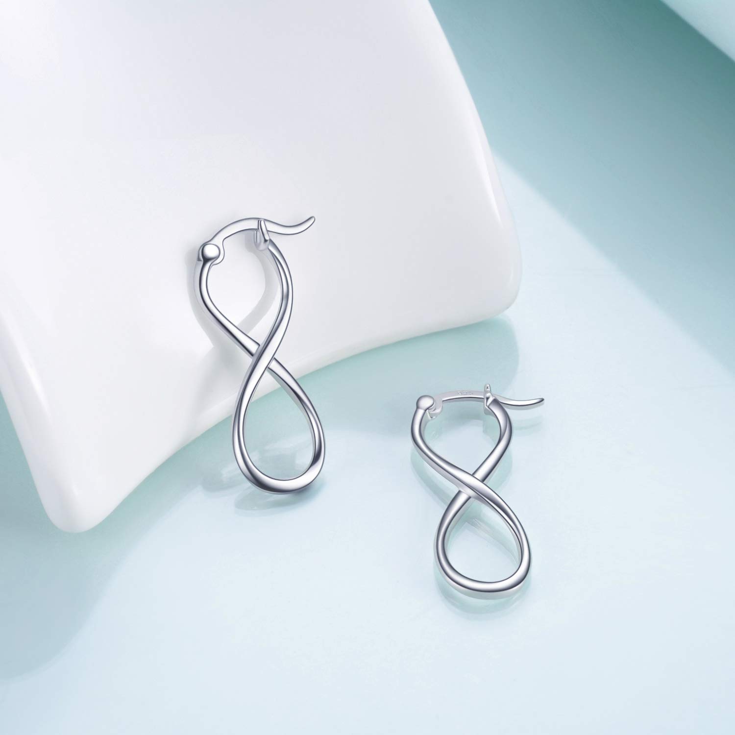 Infinity earrings 925 Sterling Silver Infinity Hoop Earrings Figure 8 Twisted Earrings for Women Jewelry