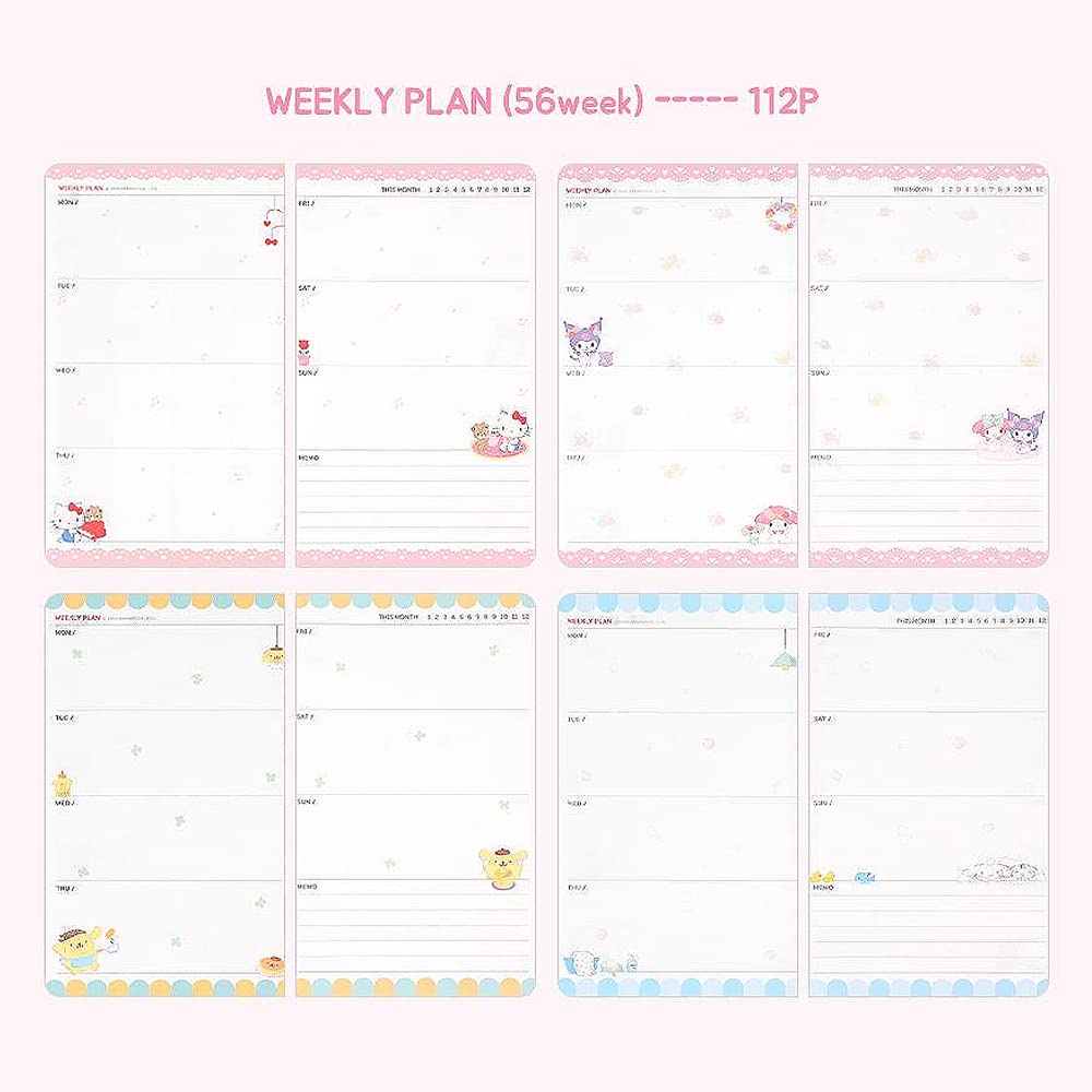 Kity Friends Cute Kitty Character 365 Daily Undated Planner Scheduler Diary 1PC (Mint)