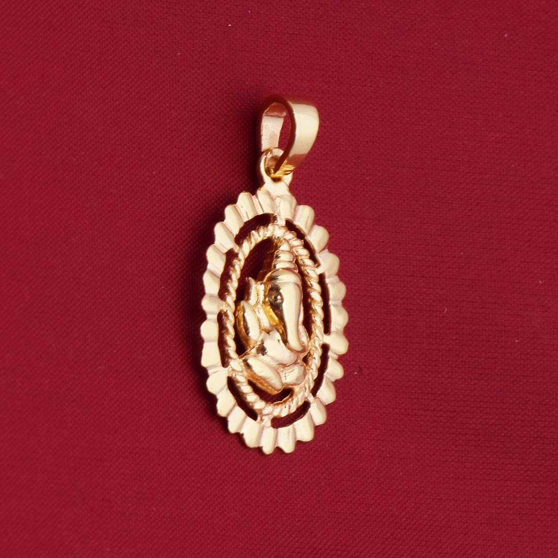 Indian God Shri Ganesha Religious Pendant Made for Yellow Gold Plated 925 Sterling Silver