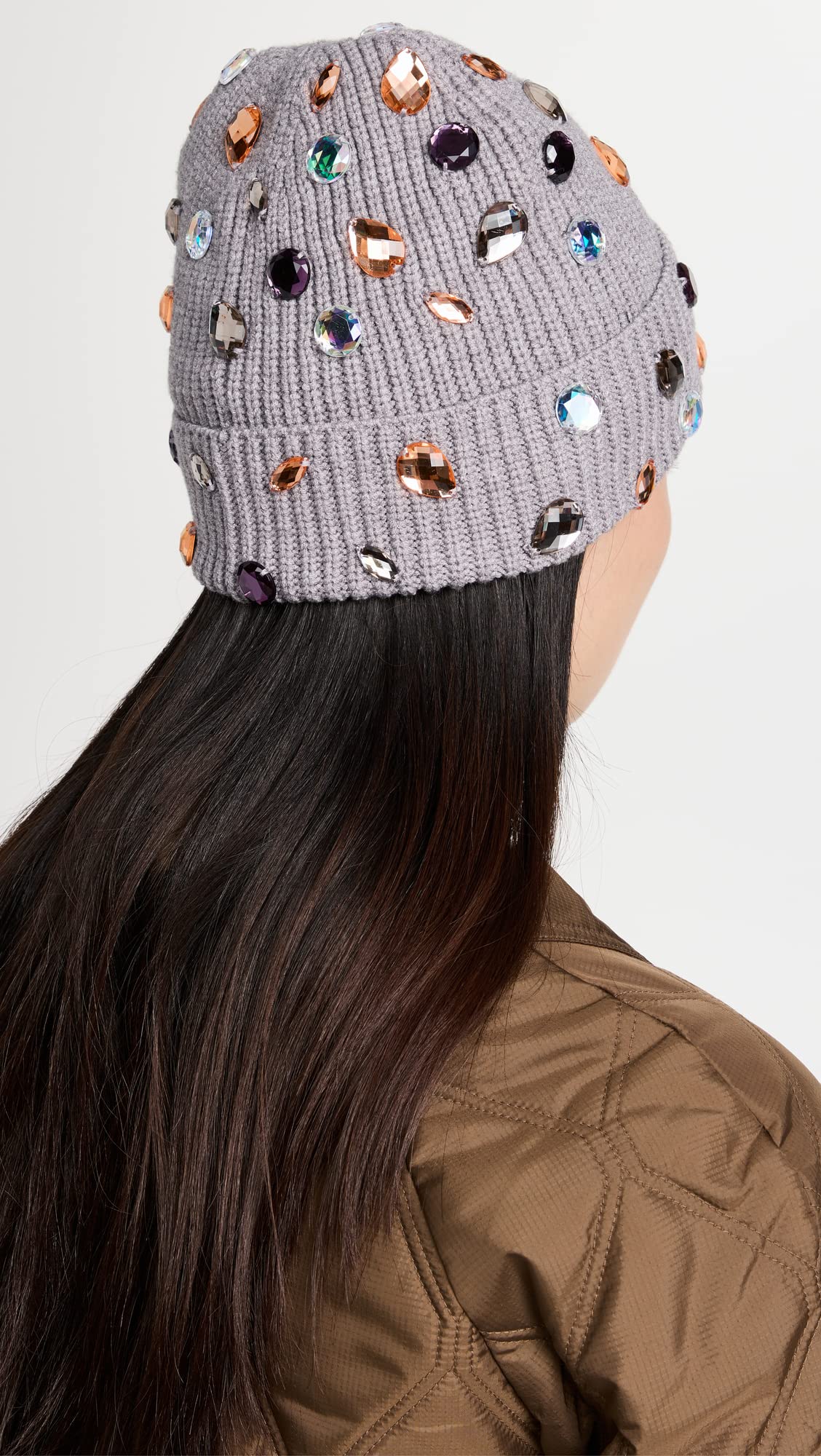 Lele Sadoughi Women's Candy Crystal Beanie, Dove Grey, One Size