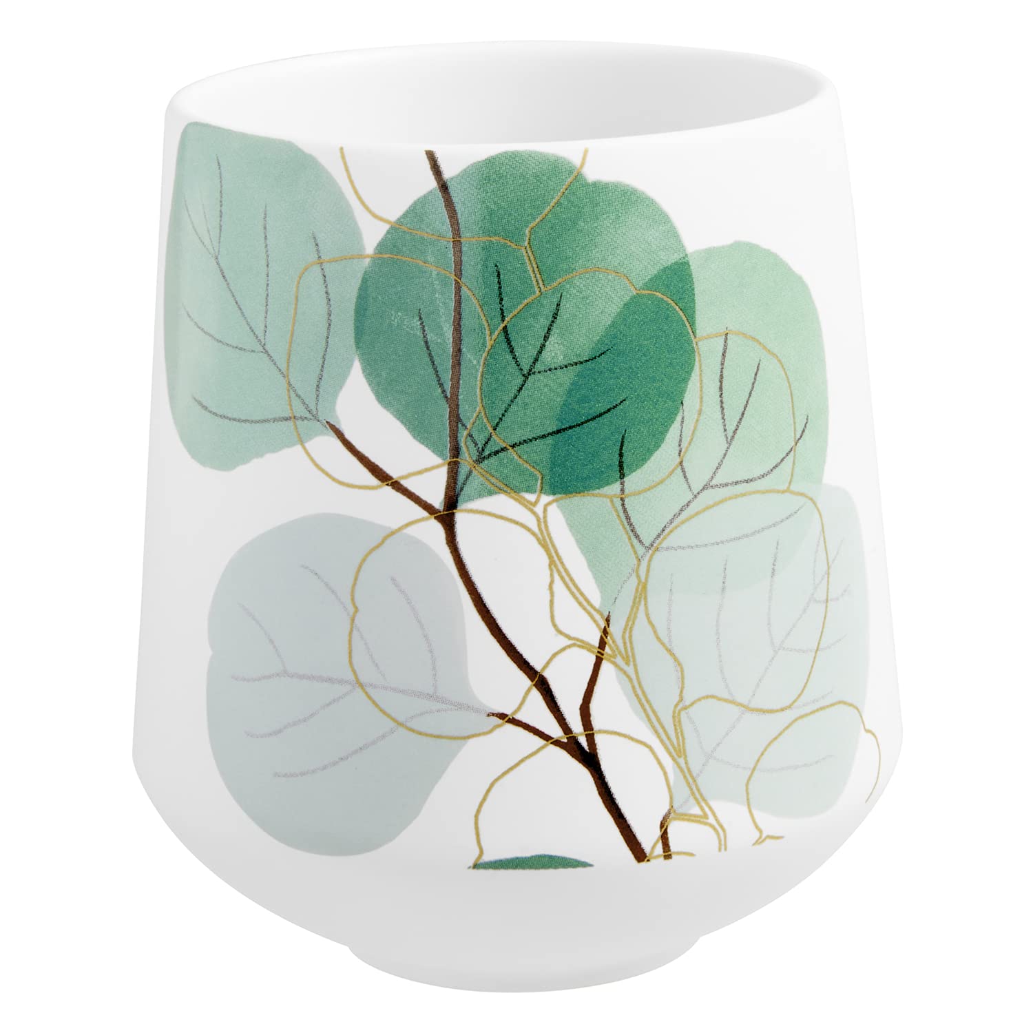 kikki.K Small Porcelain Pot - Thyme: Kindness. Perfect for Small Plants or Holding Pens and Pencils. Dishwasher Safe. Beautiful Watercolor Leaf Design