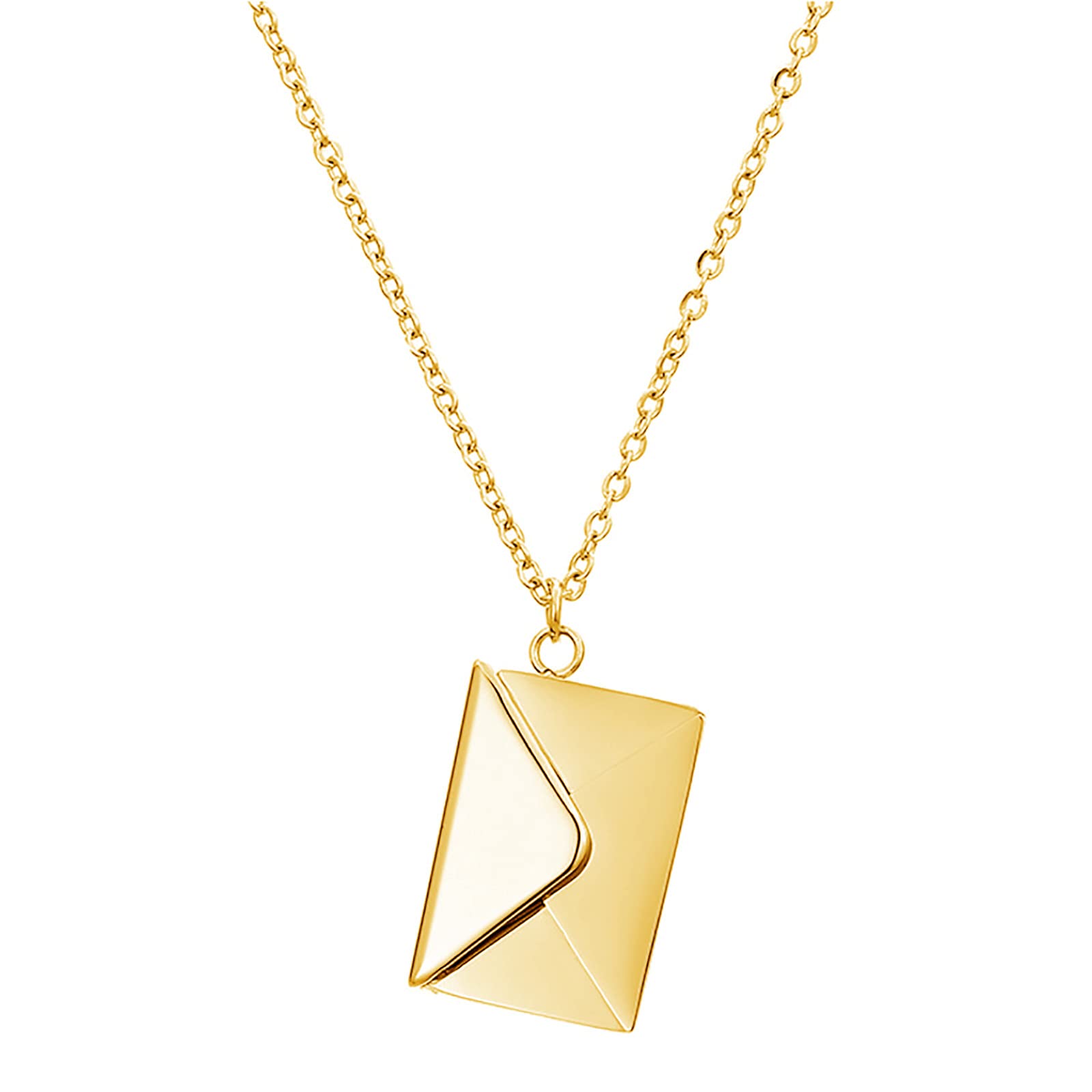 mintolex Envelope Necklace with Message Love You for Her Hidden Message Secret Locket Necklace Stainless Steel Love Letter Necklace Birthday Gifts for Mom/Wife/Girlfriend(Gold)