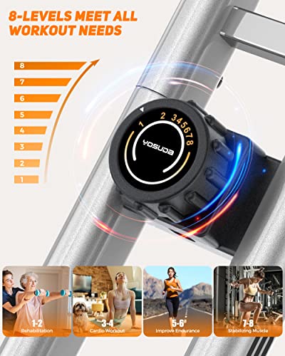 YOSUDA Exercise Bike, Folding Exercise Bike for Seniors 330LB/270LB Capacity, Magnetic X-Bike with 16-Level Resistance, Back Support Cushion for Home Gym Workout