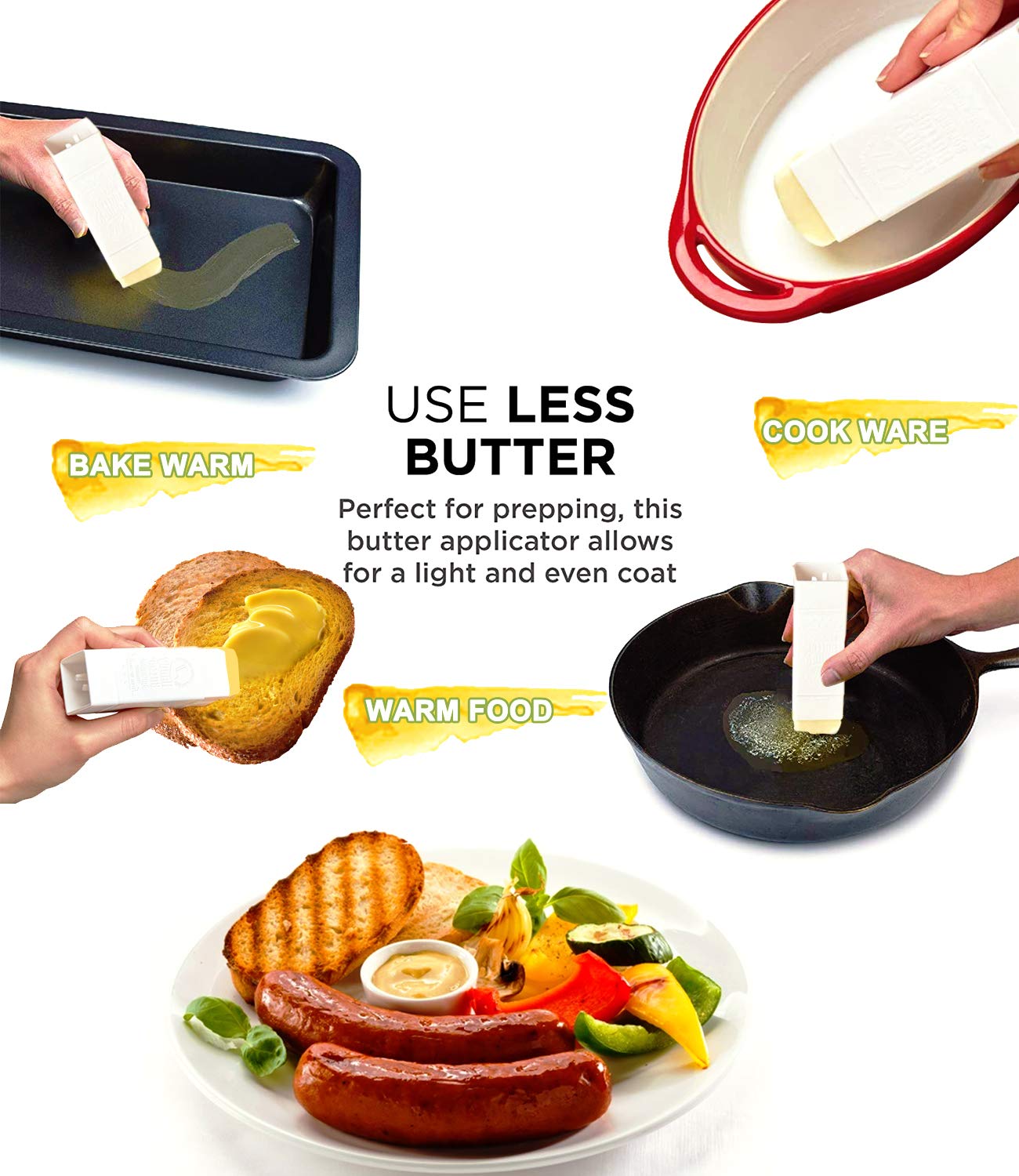 Lantsang Butter Stick Holder, Butter Spreader dispenser with cover, Standard Butter Dish Keeper container for Corn Pancakes Waffles Bagels Toast, Dishwasher Safe