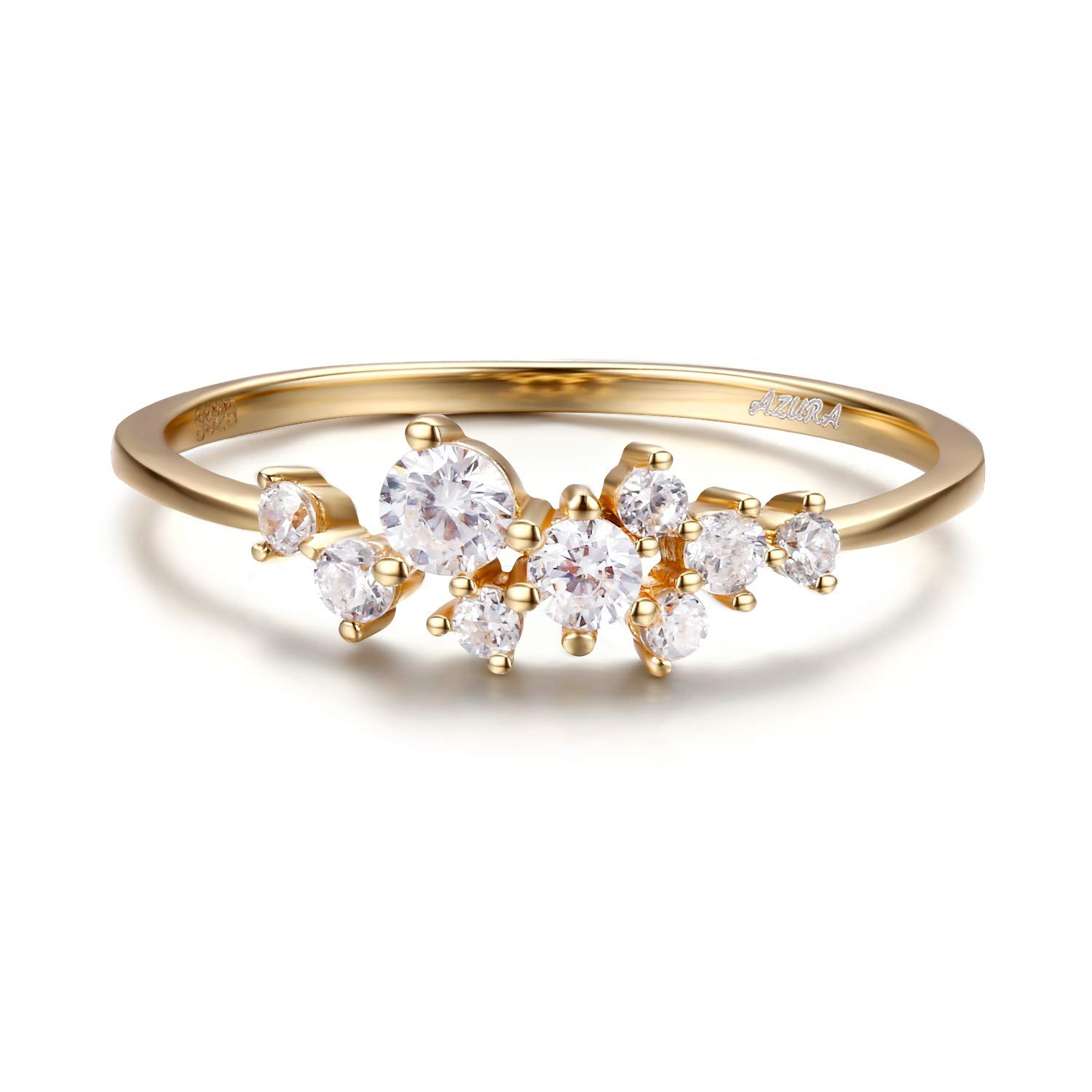 Indigo Blonde Diamond Cluster Ring for Women in Sterling Silver Dainty Stackable Ring 14K Gold Vermeil (Gold, 9)