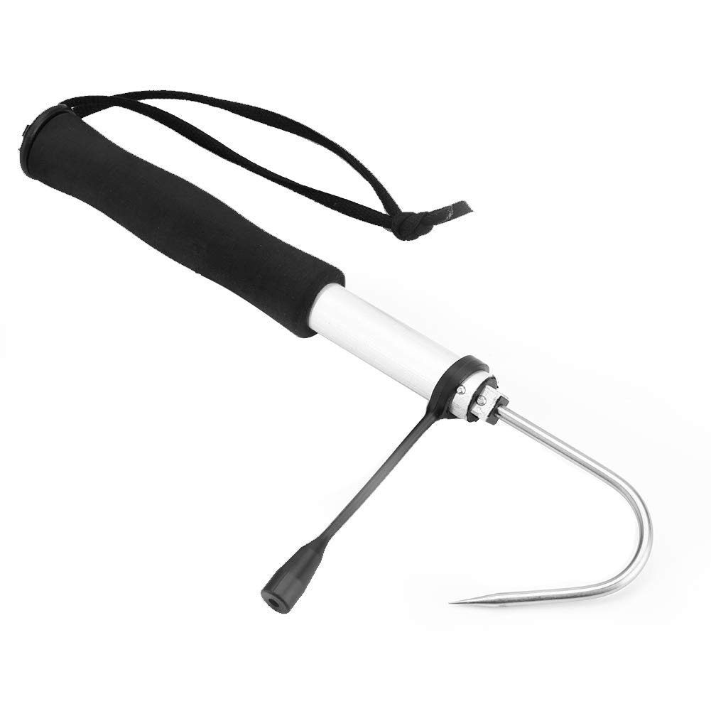 Luqeeg Telescopic Fish Gaff with Stainless Sea Fishing Spear Hook Tackle Lightweight Pole with Ergonomic Grips and Lanyard for Saltwater Offshore Ice Tool