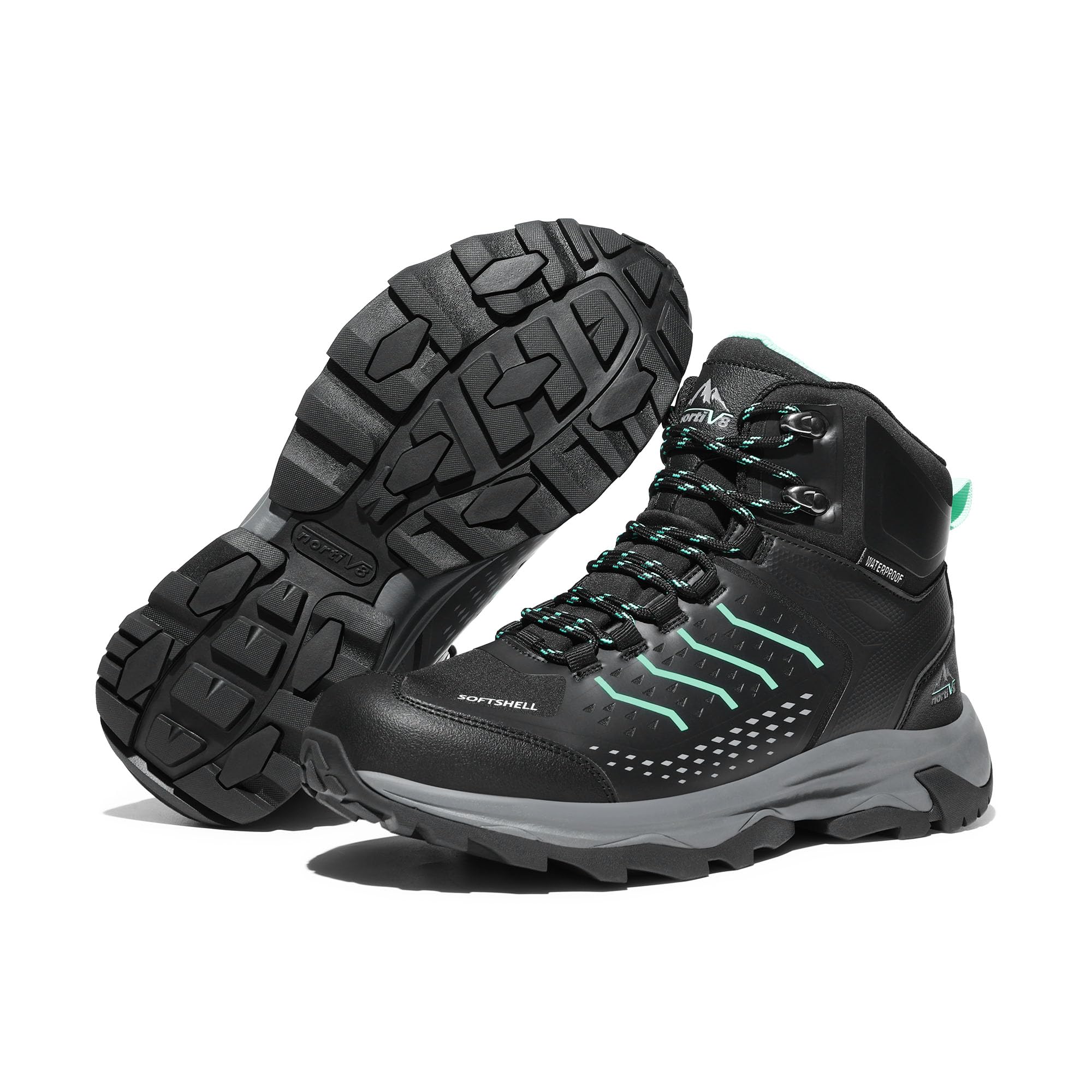NORTIV 8 Women's Waterproof Hiking Boots Outdoor Trekking Mid Backpacking Mountaineering Lightweight Boots LIGHT GREY/PINK Size 9 US SNHB224W