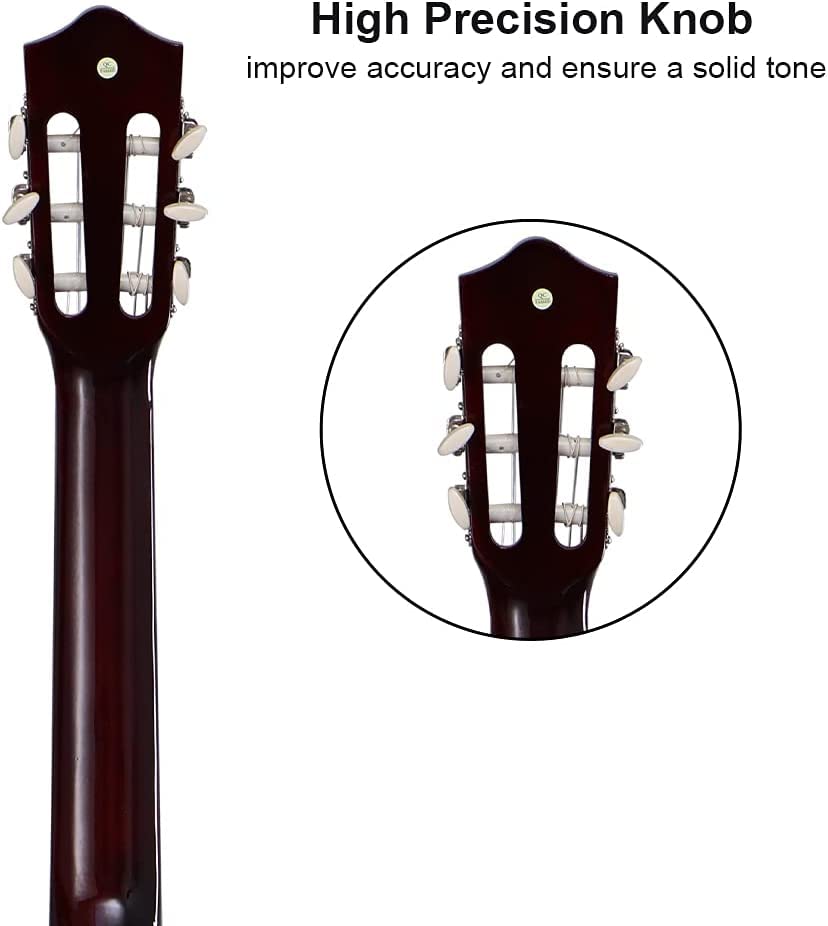 MIRIO 39 Inches Classical Guitar Full Size Beginner Acoustic Build-in Pickup Kit Set, Natural