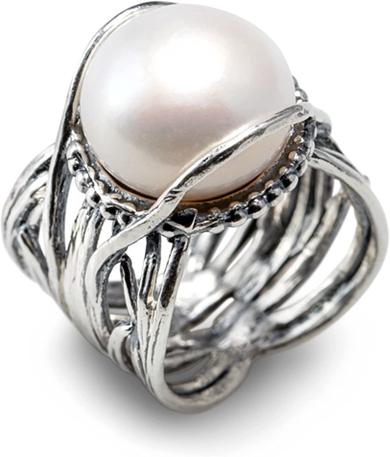 Joolala Solo Ring Cultured Pearl 925 Sterling Silver Ring Elegant and Stylish Design β Various Models β Gorgeous vintage Finish β Ideal Promise Ring, Engagement, Anniversary (9)