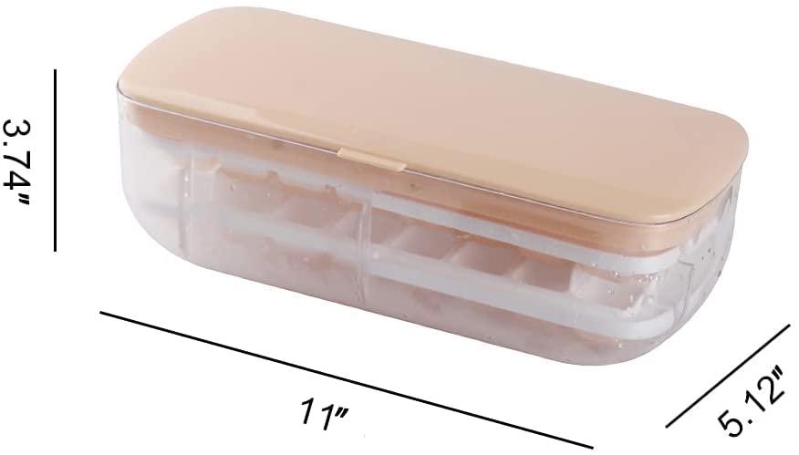 LittleStar Ice Tray with Lid and Bin-Updated Press Plate Easy Release Ice Cubes Double Layers Ice Makers For 48pcs Ice Cubes BPA Free (Pink)