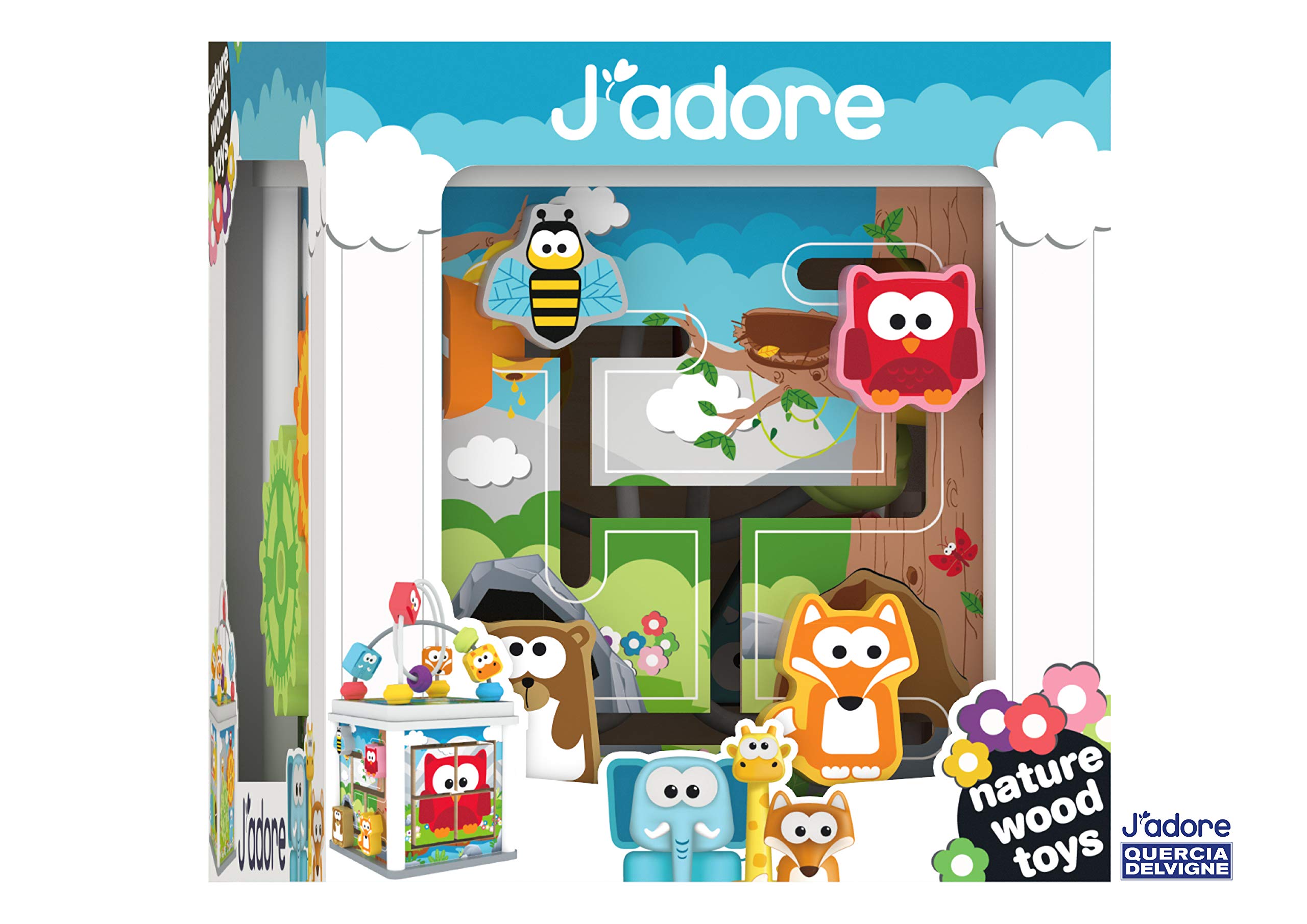 J'adore Wooden Zoo Animal Mini 5-in-1 Activity Cube Center