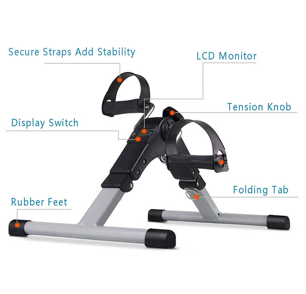 ipalmay Under Desk Folding Bike Pedal Exerciser with LCD Display, Magnetic Mini Exercise Bike, Recovery Exerciser with Adjustable Resistance